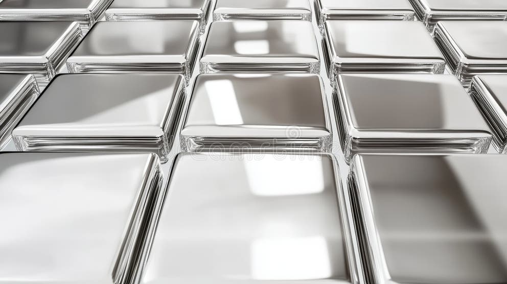 Reflective Silver Grid Background Interlocking Metallic Cubes for ...