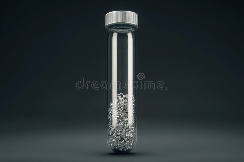 Reflective Silver Particles Fill a Test Tube in a Modern Laboratory ...