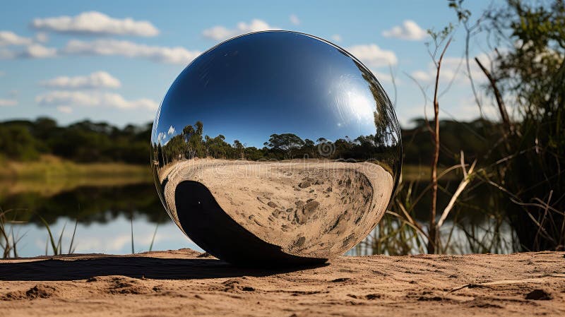 Reflective silver sphere stock illustration. Illustration of objects ...