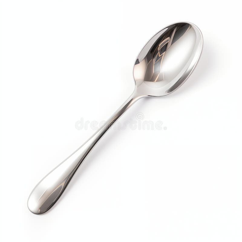 Reflective Silver Spoon Lying on a White Surface with a Minimalistic ...