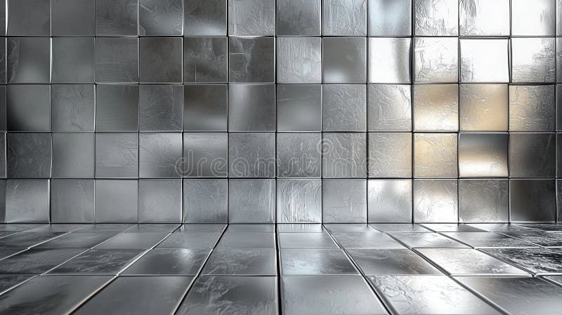 Reflective Silver Tiles on Modern Wall and Floor for Interior Design ...
