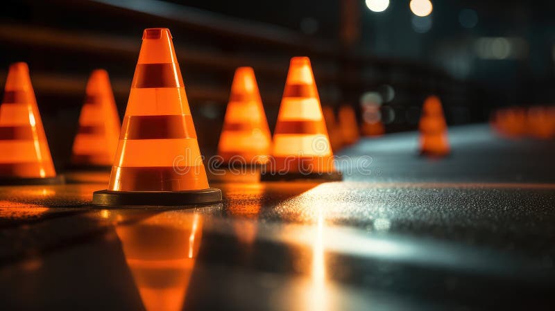 Reflective Small Orange Cones Stock Illustration - Illustration of ...