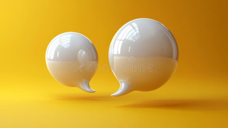 Reflective Speech Bubbles on Yellow Background Illuminating Creative ...