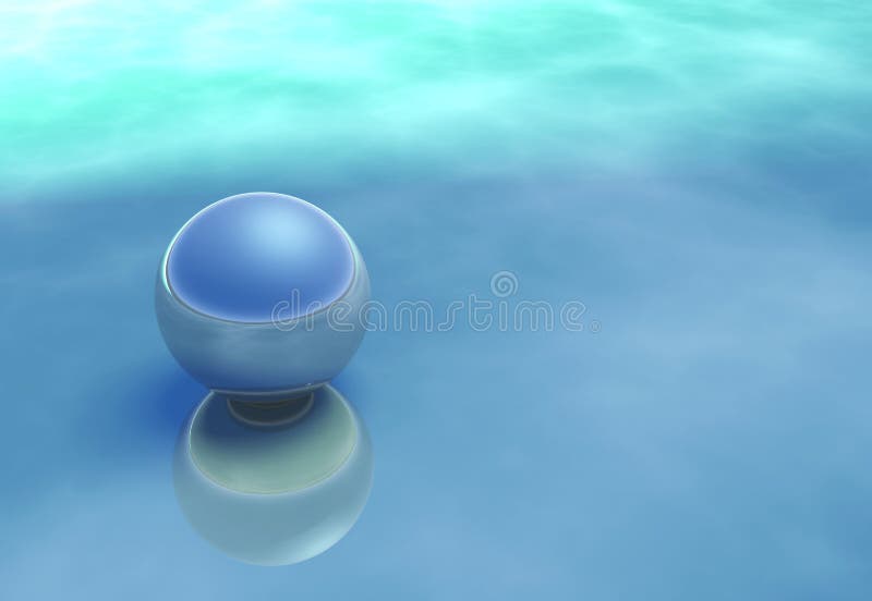 Reflective Sphere on a Atmospheric Blue Surface Stock Illustration ...