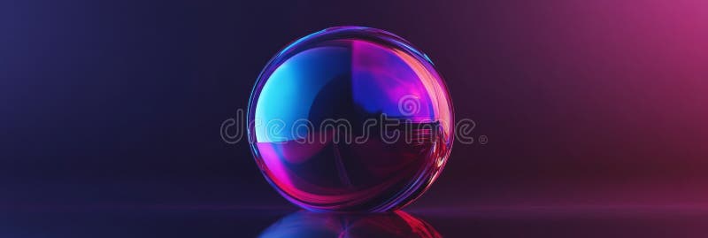 A Reflective Sphere Illuminated by Colorful Lights in a Darkened Studio ...