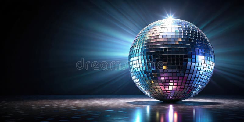 A Reflective Sphere Illuminated by Vibrant Light Rays on a Dark ...