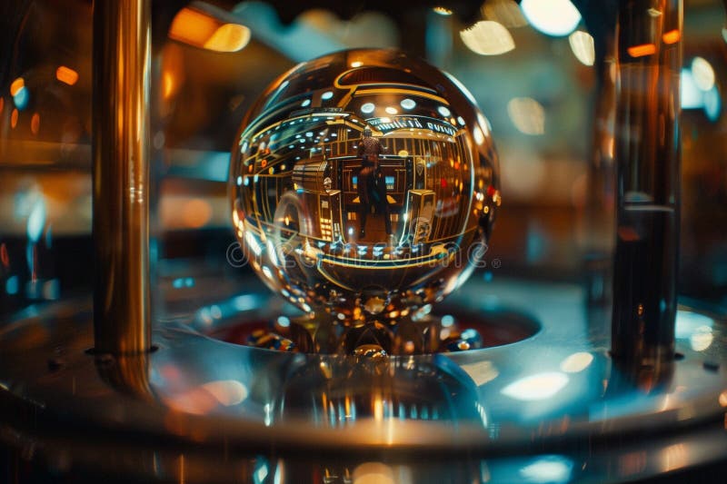 Reflective Sphere in Metal Frame Stock Illustration - Illustration of ...