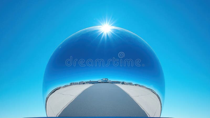 Reflective Sphere Under Sun Stock Illustration - Illustration of summer ...