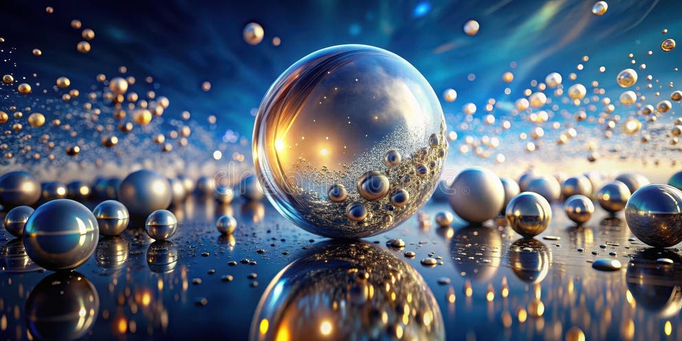 A Reflective Sphere in a Realm of Shimmering Orbs, Illuminated by a ...
