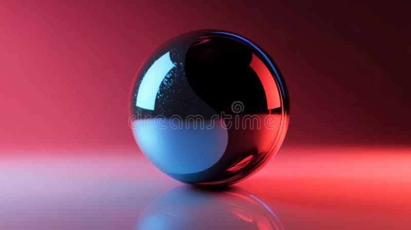 Reflective Sphere with Red and Blue Gradient Lighting Stock ...
