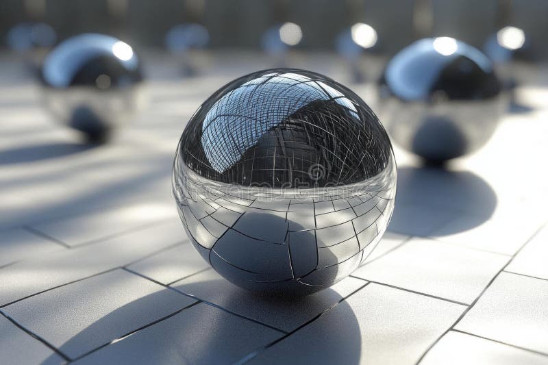 Reflective Sphere Reflecting Building and Floor Stock Image - Image of ...
