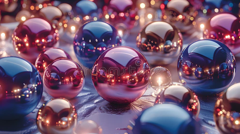 Reflective Spheres: an Array of Vibrant, Reflective Spheres in a ...
