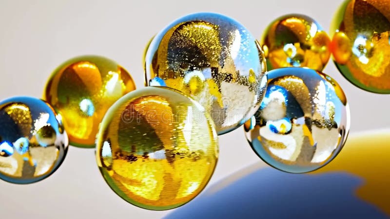 Reflective Spheres, Gold and Blue, Abstract Reflection Stock Video ...