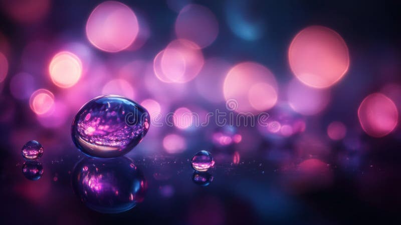 Reflective Spheres Resting on Dark Purple Background Stock Illustration ...