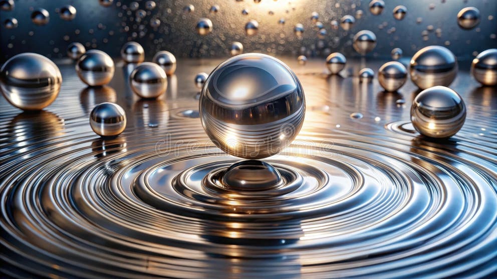Reflective Spheres Resting on a Liquid Metal Surface Creating ...