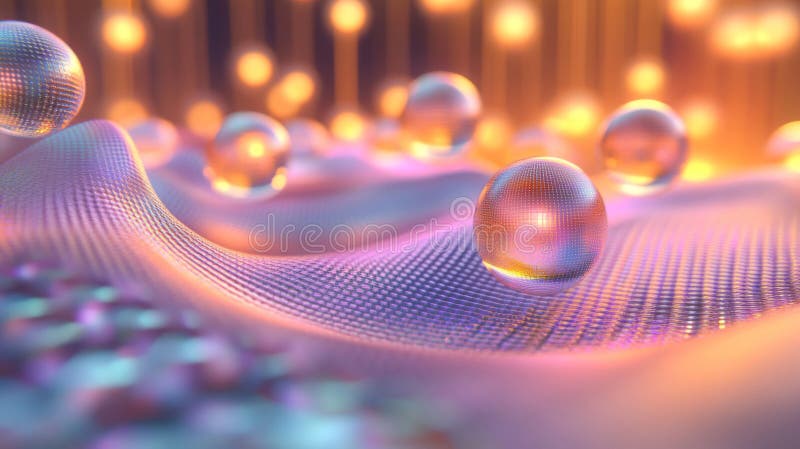Reflective Spheres Resting on a Wavy Textured Surface Stock ...