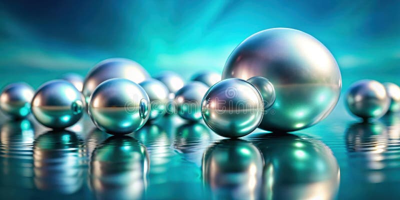 Reflective Spheres on a Teal Surface Abstract Still Life of Smooth ...