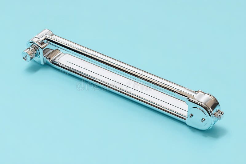 Reflective Stainless Steel Tool on a Light Blue Background Showcasing ...