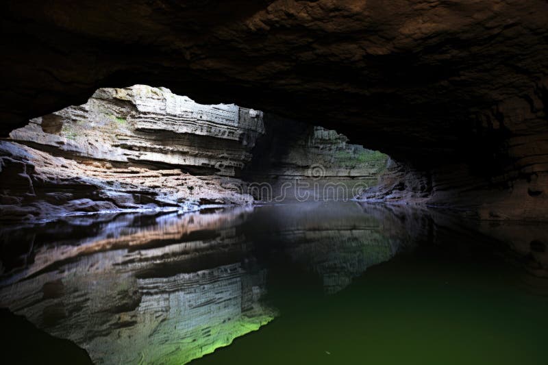 Reflective, Still Underground Cave Pool with Visible Depth Stock Image ...