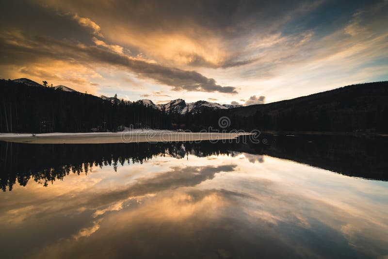 Reflective sunset. stock image. Image of fall, beautiful - 79819533