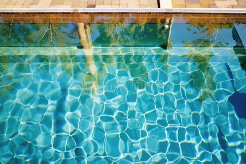 Reflective Surface of a Backyard Swimming Pool Stock Photo - Image of ...