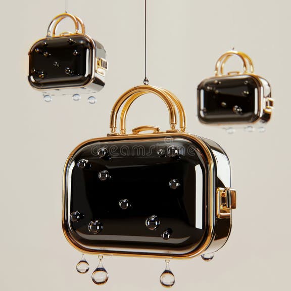 Reflective Surface on a Black and Gold Rectangular Box with Starry ...