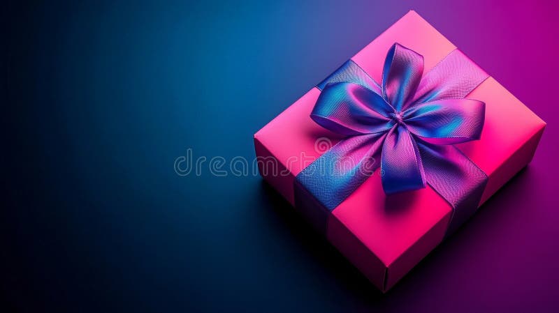 On a Reflective Surface is a Blue Gift Box that Has Been Decorated with ...