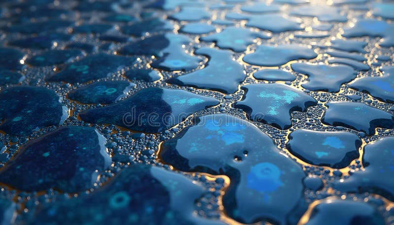 A Reflective Surface is Covered with Pooled Water Droplets Stock ...
