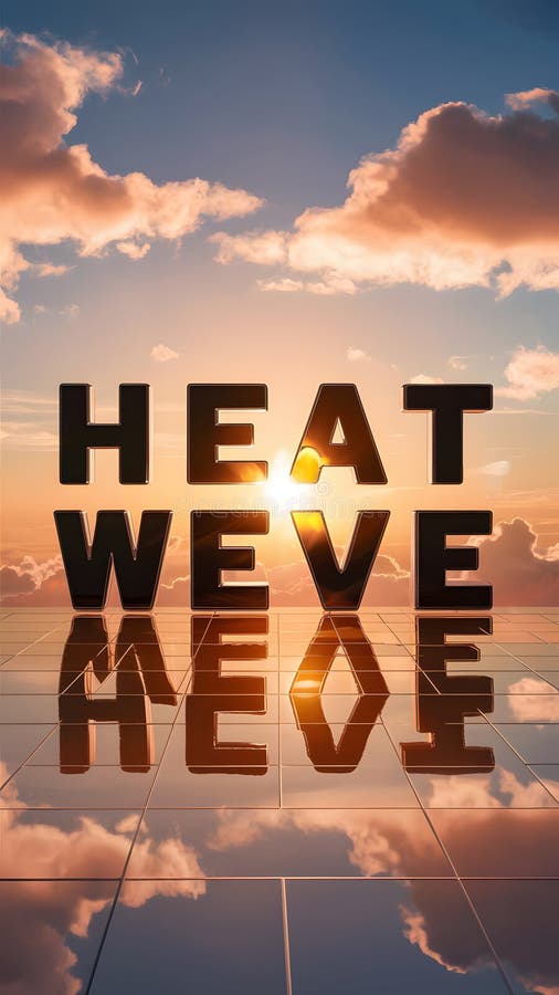 Reflective Surface Displaying Bold HEAT WAVE Letters Amidst Vibrant ...