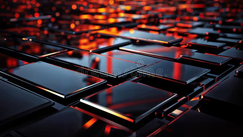 Reflective Surface Formed by Stacked Black and Red Rectangular Blocks ...