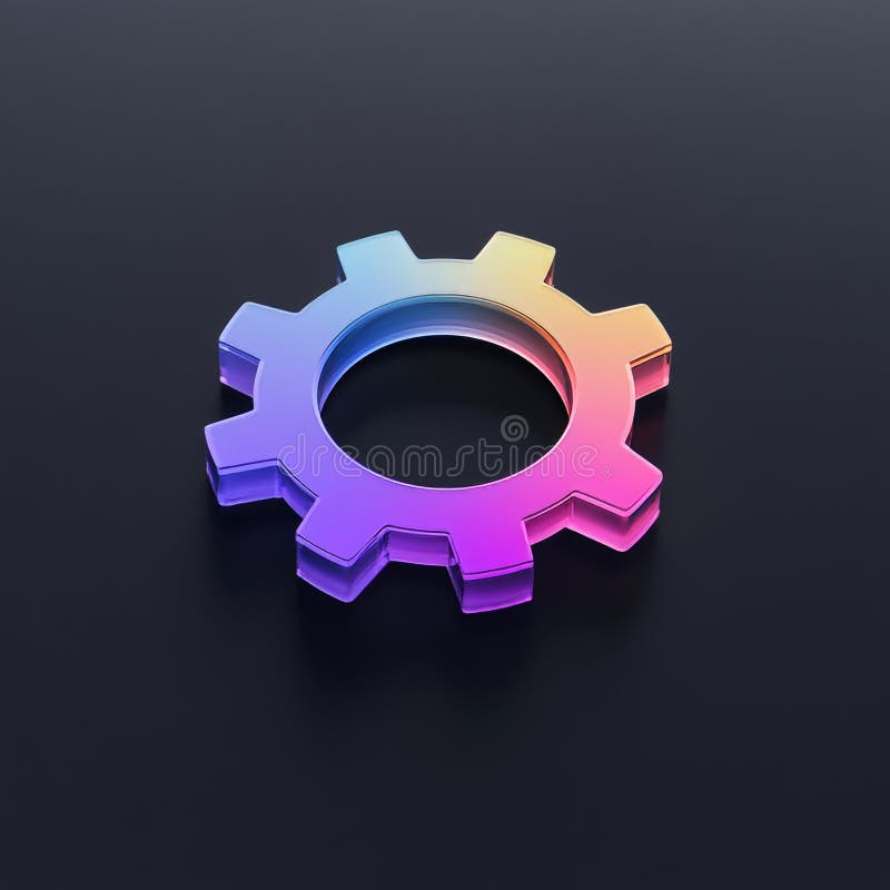 On a Reflective Surface, an Image of a Gear Wheel with Multiple Colors ...