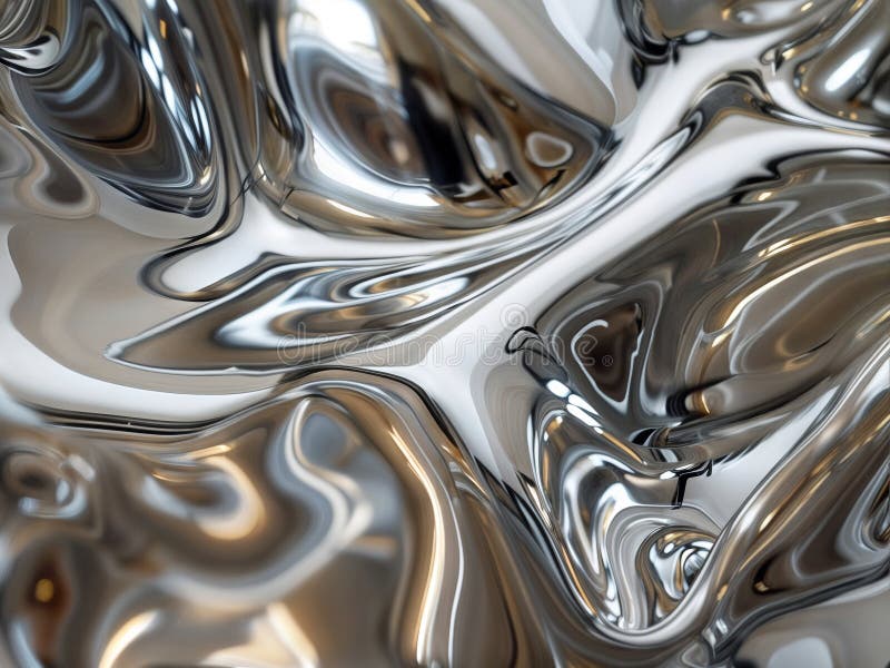 Reflective Surface of Liquid Mercury Creating Abstract Shapes and ...