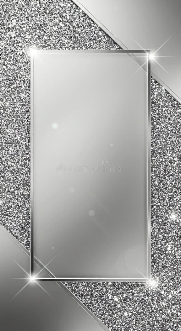 Reflective Surface with Silver Glitter and Geometric Shapes Around it ...