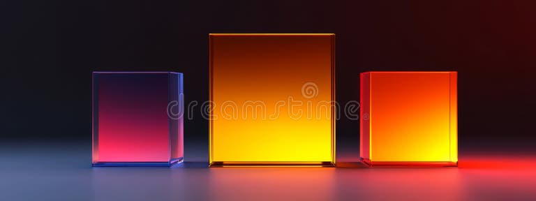 A Reflective Surface Supports a Collection of Colorful Glass Blocks ...