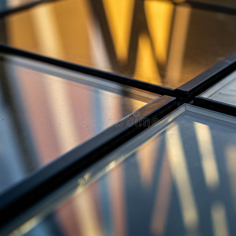 Reflective Surfaces with Metallic Frames Form a Geometric Pattern. Soft ...