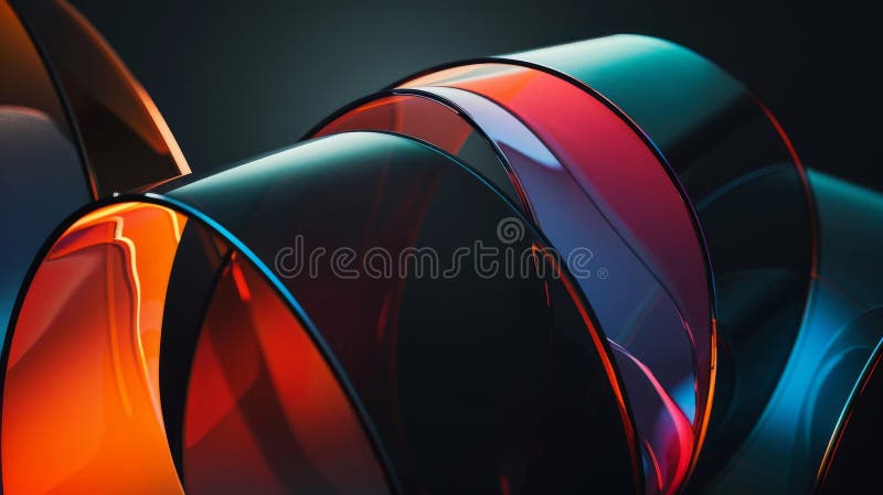 Reflective Surfaces Swirl in Colorful, Sleek Modernity Stock ...
