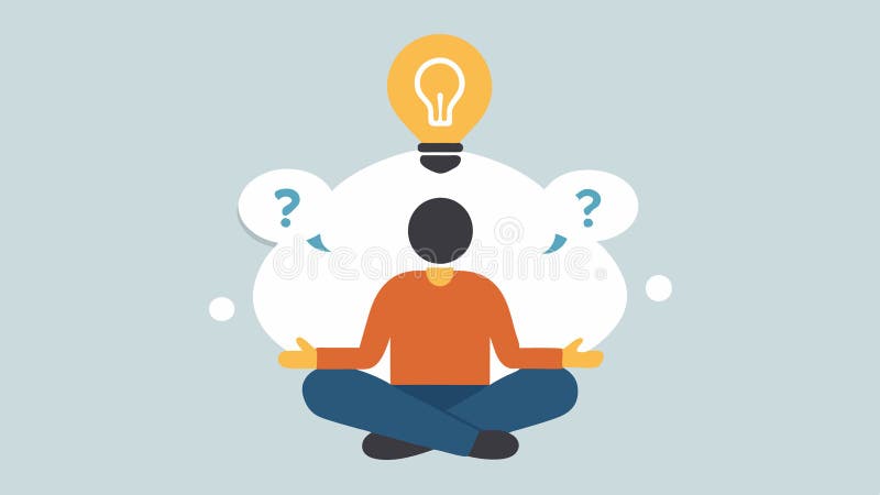 Reflective Thinking a Person Sitting Crosslegged with a Thought Bubble ...