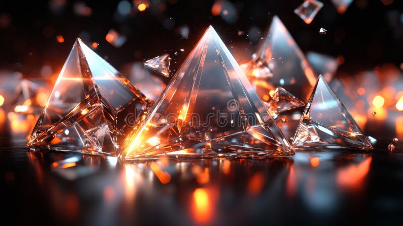 Reflective Triangular Prisms with Glowing Abstract Background for ...