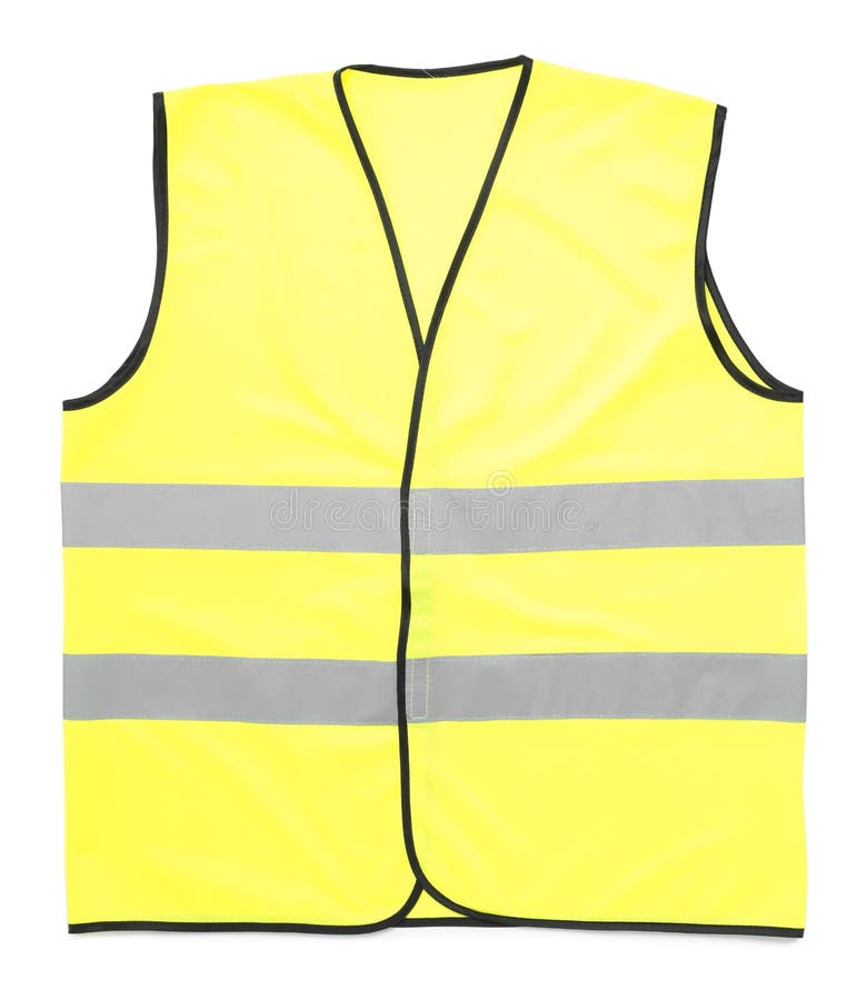 Reflective Vest Isolated on White, Top View. Safety Equipment Stock ...