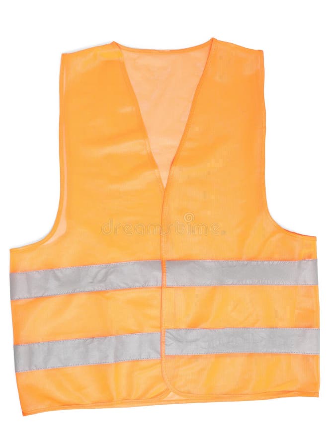 Reflective Vest Isolated on White, Top View. Safety Equipment Stock ...