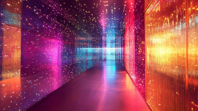 Reflective Walls of Tunnel Shimmering with Motion-responsive Lights ...
