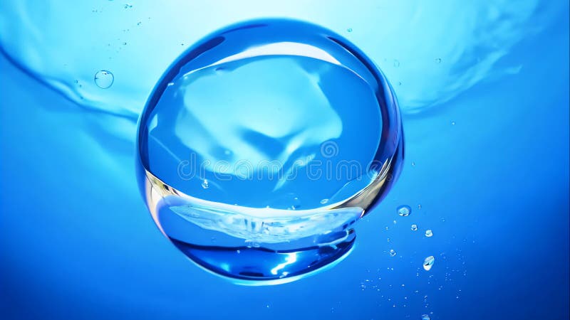 Reflective Water Bubble Undulating in a Rhythmic Loop, with Vibrant ...