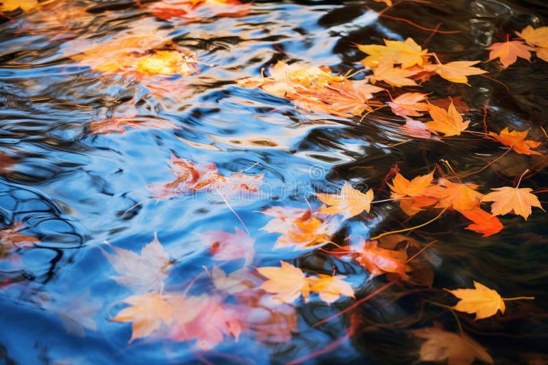 Reflective Water with Fall Foliage Colors Stock Illustration ...
