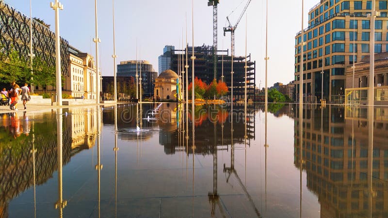 Reflective Water Feature in Central Birmingham Editorial Stock Photo ...