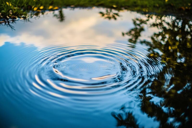 Reflective Water Puddle Texture, Rippled Surface Reflecting Sky and ...