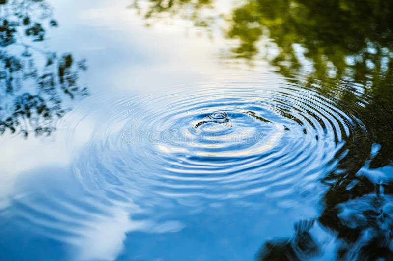 Reflective Water Puddle Texture, Rippled Surface Reflecting Sky and ...