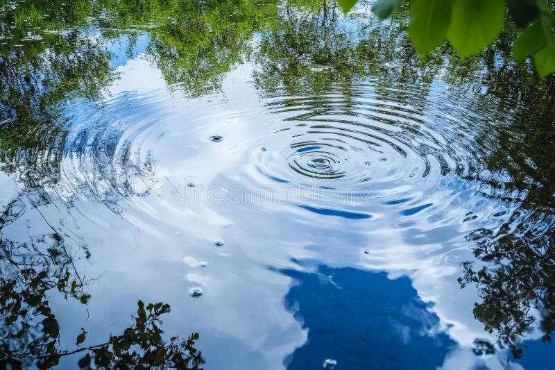 Reflective Water Puddle Texture, Rippled Surface Reflecting Sky and ...
