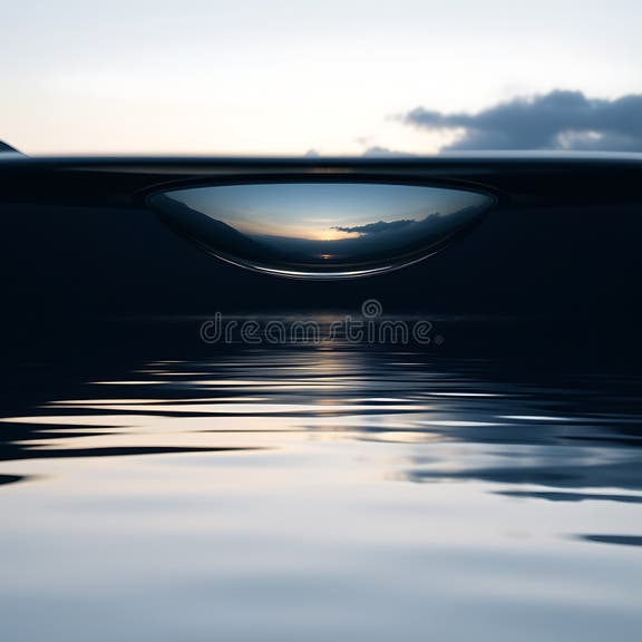 A Reflective Water Surface with a Mirror Floating Above Showing the ...