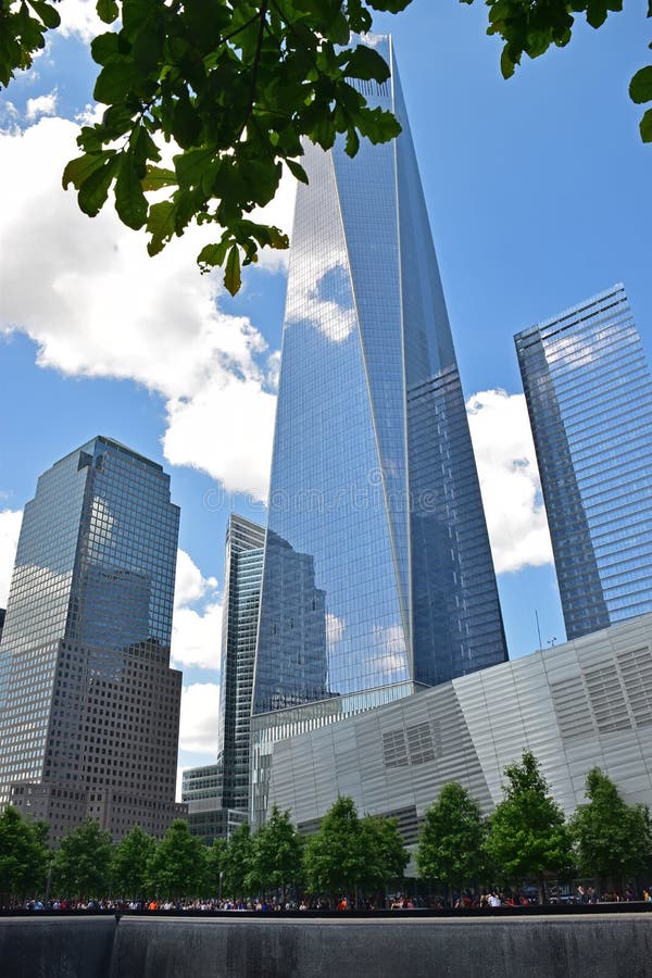 Ground Zero 9/11 Memorial North Pool with Skyscraper Freedom Tower ...