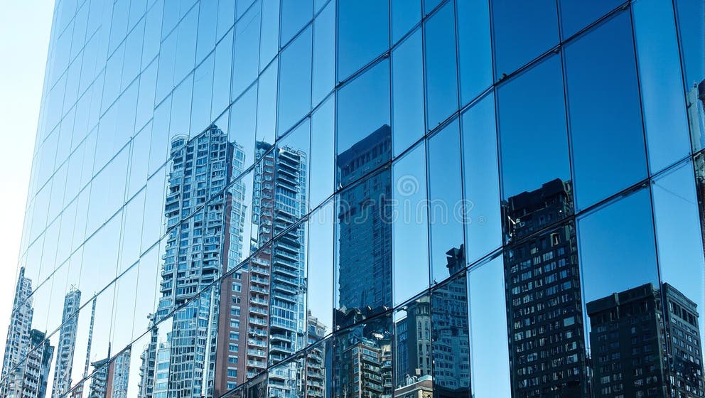 Reflective Windows on Modern Skyscraper Mirroring Cityscape in Shards ...